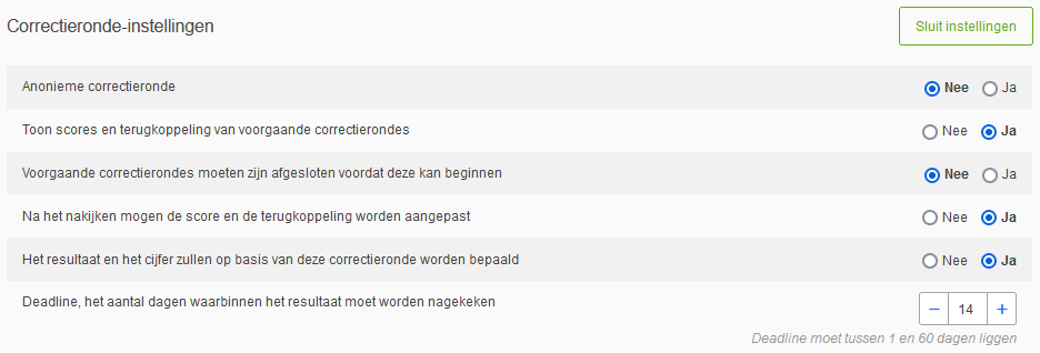 Instellingen correctieronde – Remindo Kennisbank